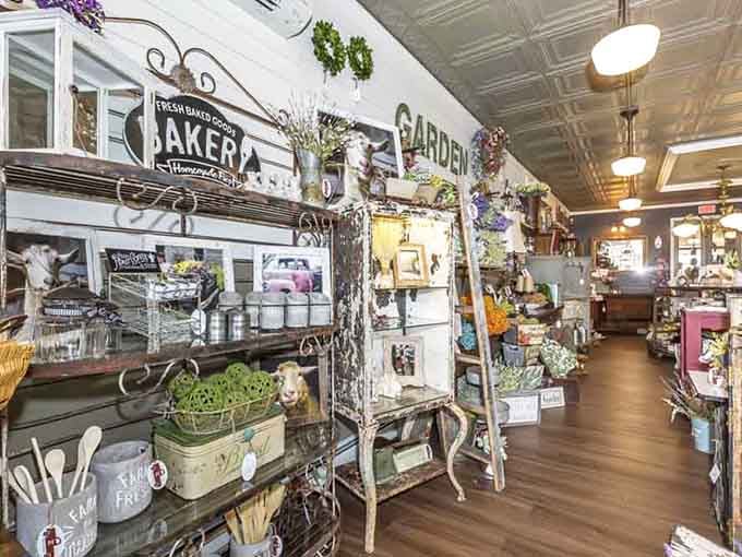 This charming shop interior feels packed with treasures, where vintage finds and cozy details wait around every corner.