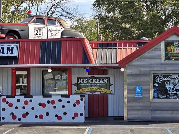 That police cruiser on the roof isn't writing tickets, it's just keeping watch over Ohio's quirkiest diner destination.