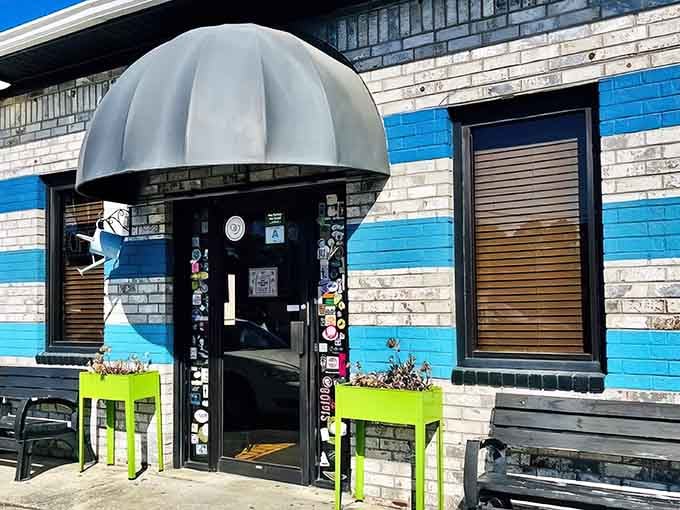 That umbrella over the entrance has seen more grateful breakfast seekers than a lighthouse has guided ships to shore.