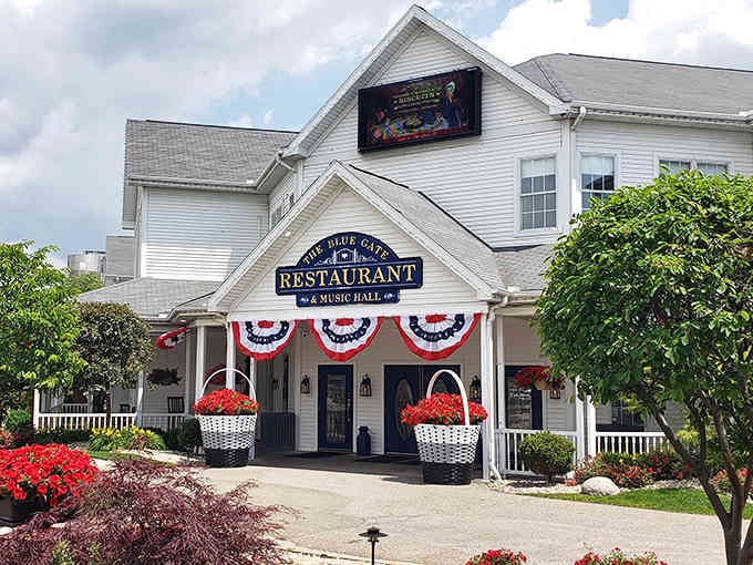 The classic white facade and manicured landscaping prove first impressions really do matter, especially when fried chicken awaits.