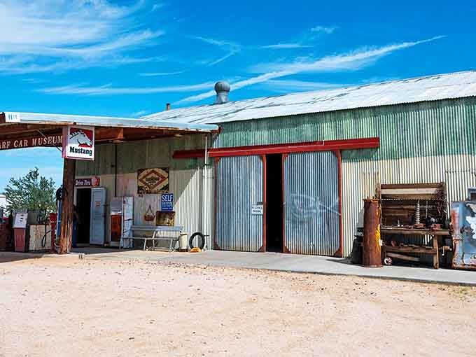 This roadside treasure looks like it materialized from a time traveler's garage sale along Route 66.