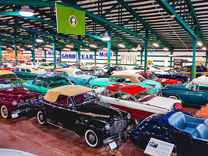 Rows of gleaming chrome and candy-colored classics stretch as far as the eye can see.