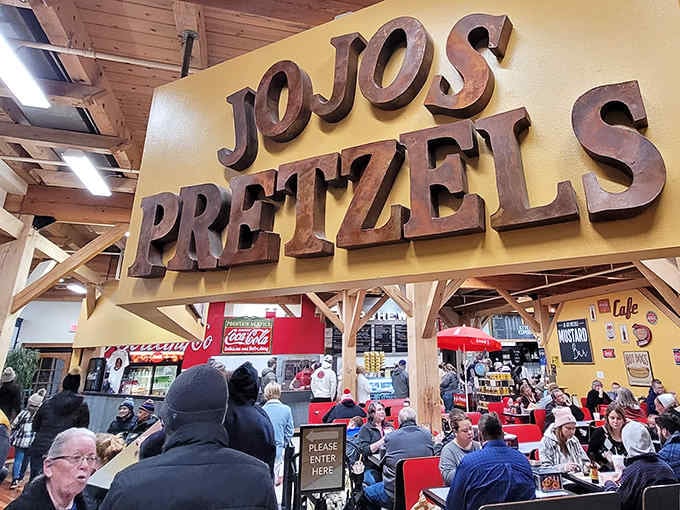 That hand-carved wooden sign isn't just decor; it's a promise of twisted dough perfection waiting inside.