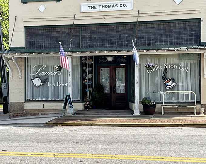 That storefront isn't just inviting you in, it's practically begging you to slow down and stay awhile.