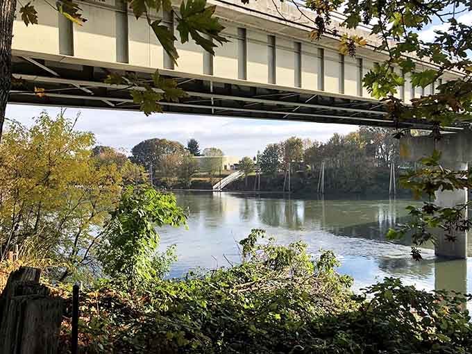 The Willamette River reflects the sky like nature's own mirror, creating twice the beauty for your viewing pleasure.