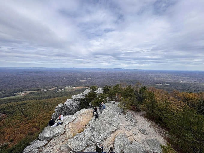 The panoramic view from Moore's Wall stretches endlessly, proving that some rewards are absolutely worth the climb.