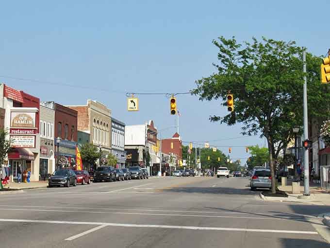 Main Street America still exists, complete with historic storefronts and traffic lights that actually let pedestrians cross safely.