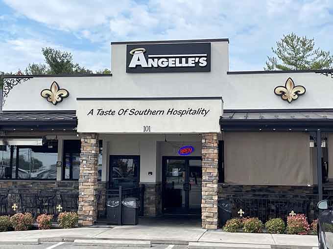 Stone columns and arched doorways welcome you into a space where comfort food meets genuine Southern warmth and hospitality.