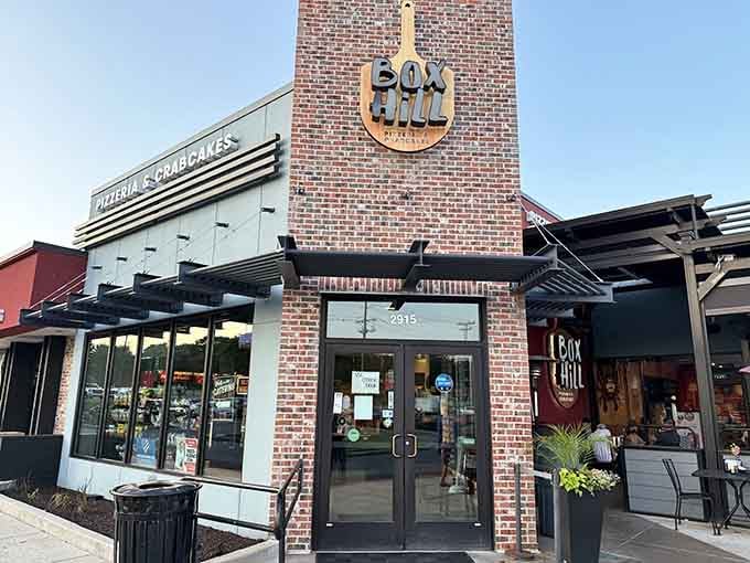 Box Hill Pizzeria and Crab Cakes' exterior welcomes you with modern charm and promises of culinary satisfaction within.