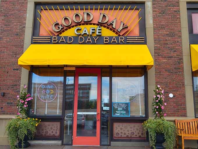 That cheerful yellow awning isn't just decoration&mdash;it's a beacon of hope for anyone who needs breakfast immediately.
