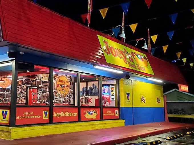 That electric yellow and red combo isn't subtle, but neither is your craving for a perfect Chicago dog.