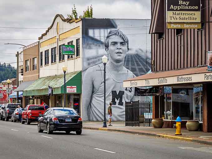 Coos Bay's downtown shows a city that's lived, worked, and endured, wearing its history with unpretentious dignity and pride.