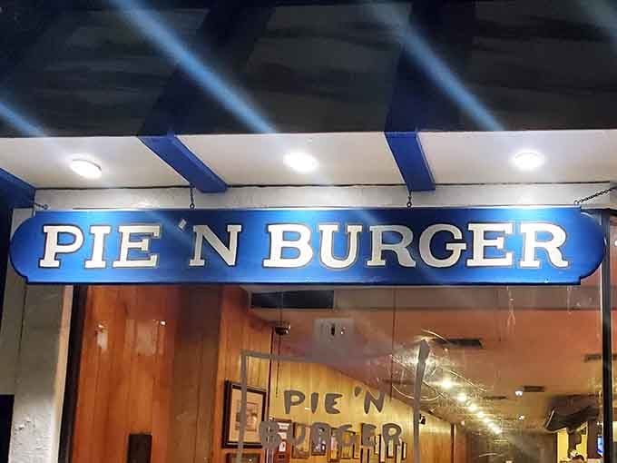 The classic sign glows with the promise of simple pleasures: great burgers, homemade pies, zero pretension required.