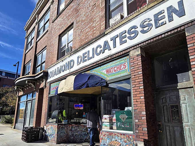 That classic brick facade and vintage signage prove the best sandwiches don't need fancy architecture to shine.