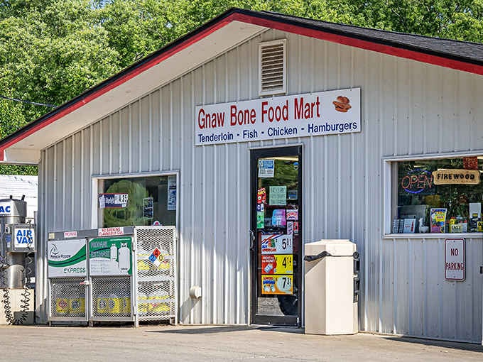 That metal siding hides culinary gold, proving you should never judge a gas station by its exterior.