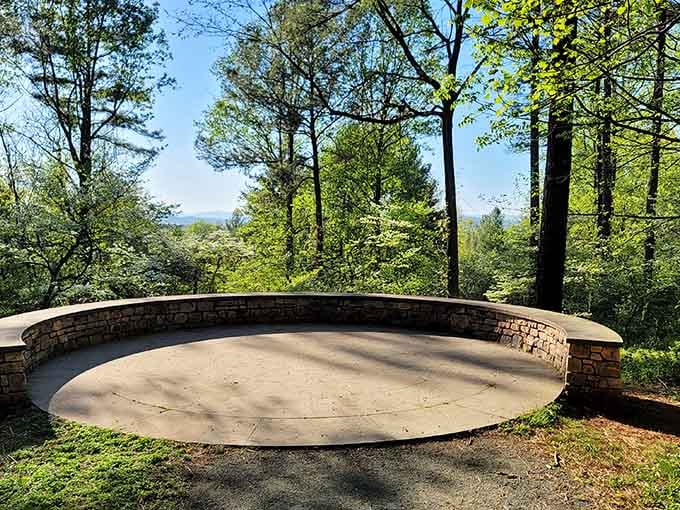 That circular stone platform isn't just pretty, it's your front-row seat to Virginia's greatest show.