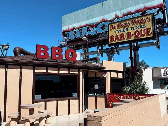 That sign isn't subtle, and neither is the barbecue waiting inside this Panorama City treasure.