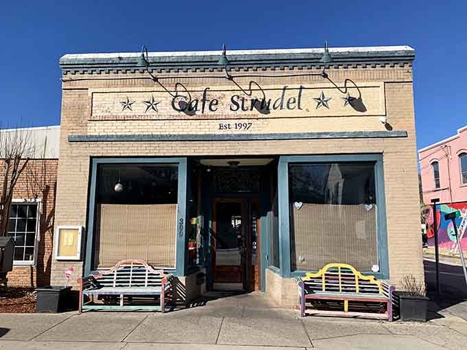 That charming exterior with the mural practically begs you to grab a table and stay awhile.