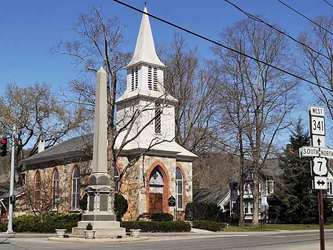 That church steeple rising above Main Street is Kent's way of saying "yes, we're exactly as charming as you hoped."
