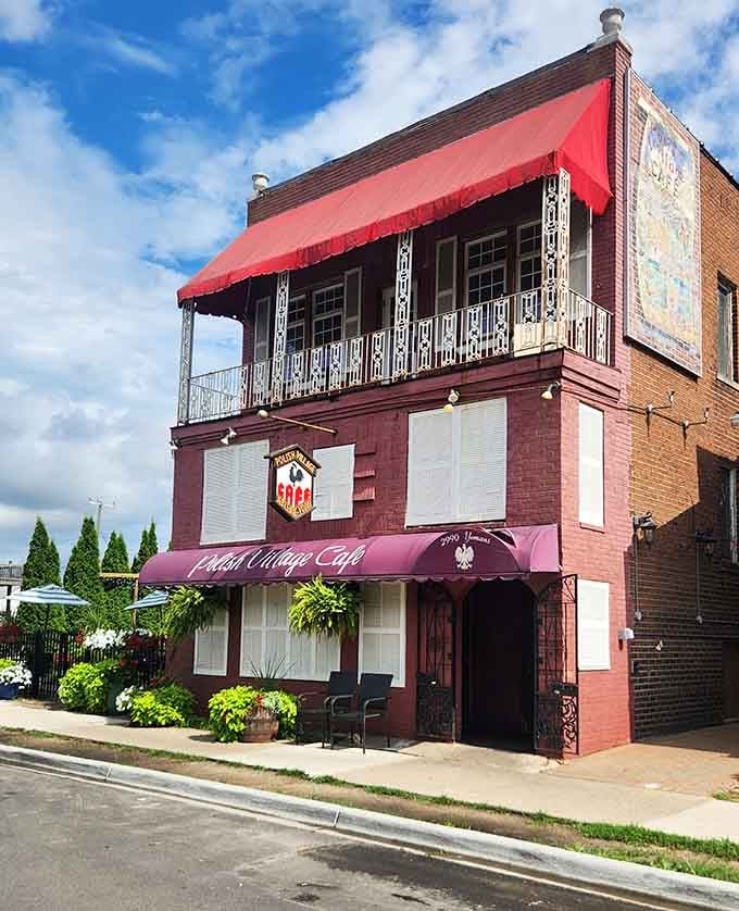 That red awning beckons like a lighthouse guiding hungry sailors to shore in downtown Hamtramck.