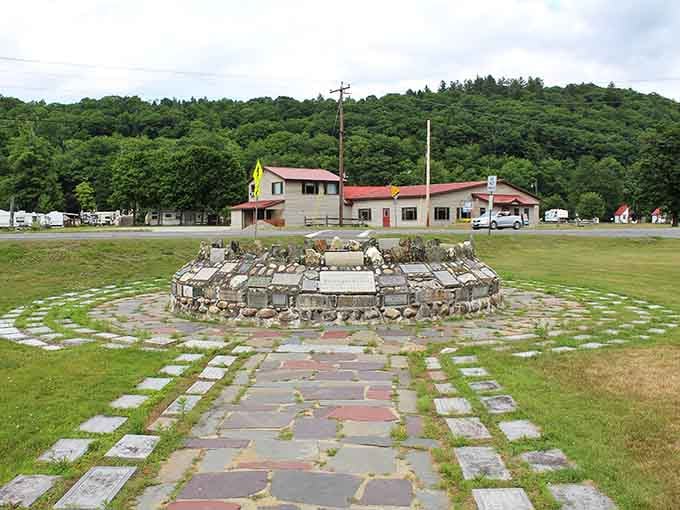 That stone fountain plaza welcomes you to Charlemont like a rustic New England handshake made permanent.
