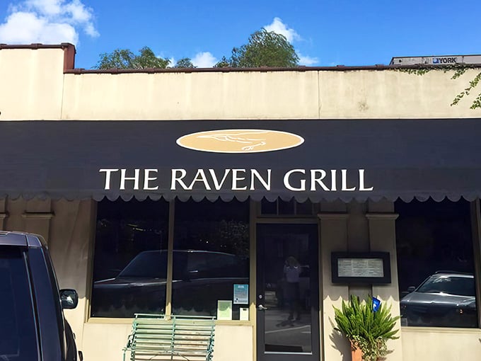 From the outside, The Raven Grill keeps its secrets well, like a good mystery novel you can't put down.