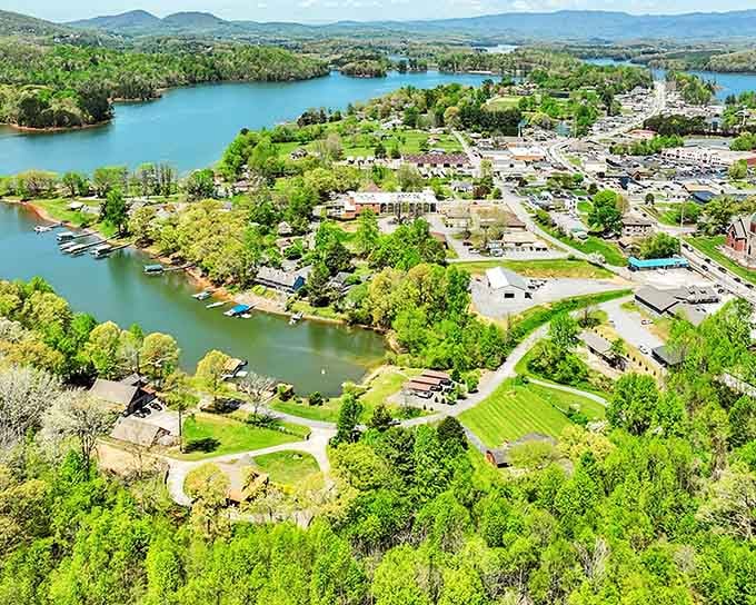 There's something about seeing a mountain town nestled beside turquoise water that makes your blood pressure drop instantly.