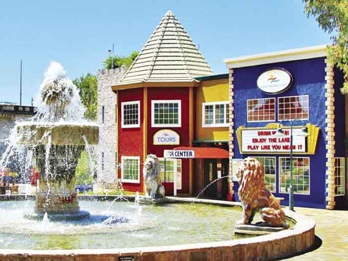 Tudor buildings meet desert fountains in this delightful mashup that shouldn't work but absolutely does.