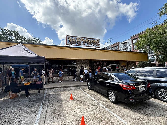 That line wrapping around the building? That's what happens when breakfast becomes a Houston legend worth waiting for.
