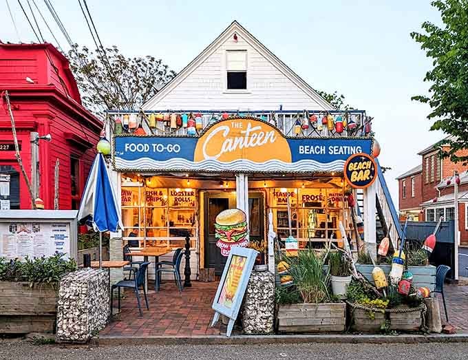 That cheerful facade with its rainbow of buoys promises exactly the kind of fun you're about to have inside.