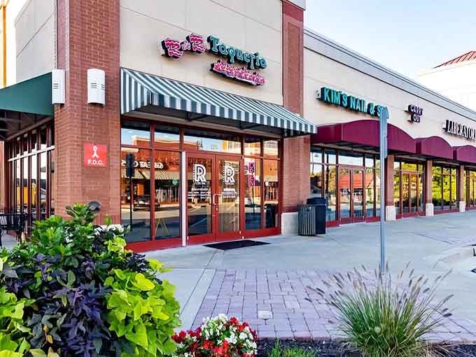 Look at that inviting storefront, where tacos and burgers peacefully coexist in perfect culinary harmony.