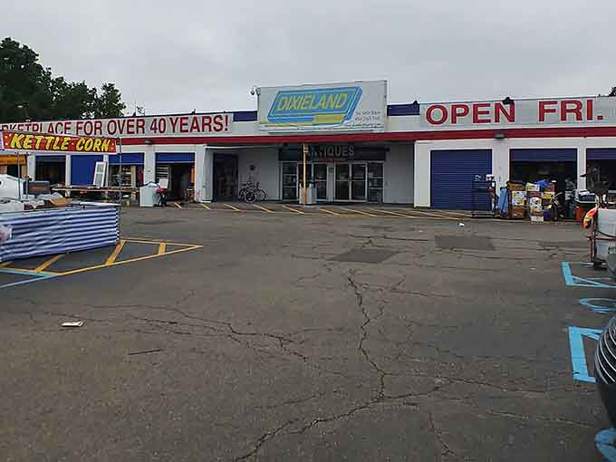 The iconic Dixieland sign welcomes treasure hunters to Waterford Township's most eclectic shopping adventure under one roof.