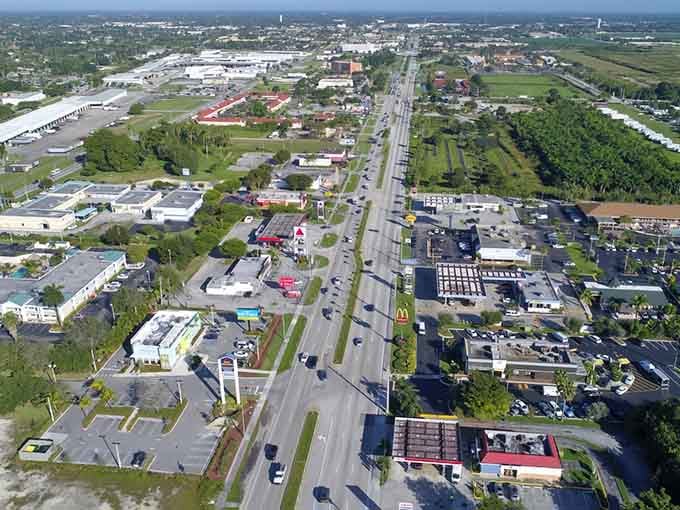 From above, Florida City looks like someone organized paradise into a grid and forgot to charge Manhattan prices.
