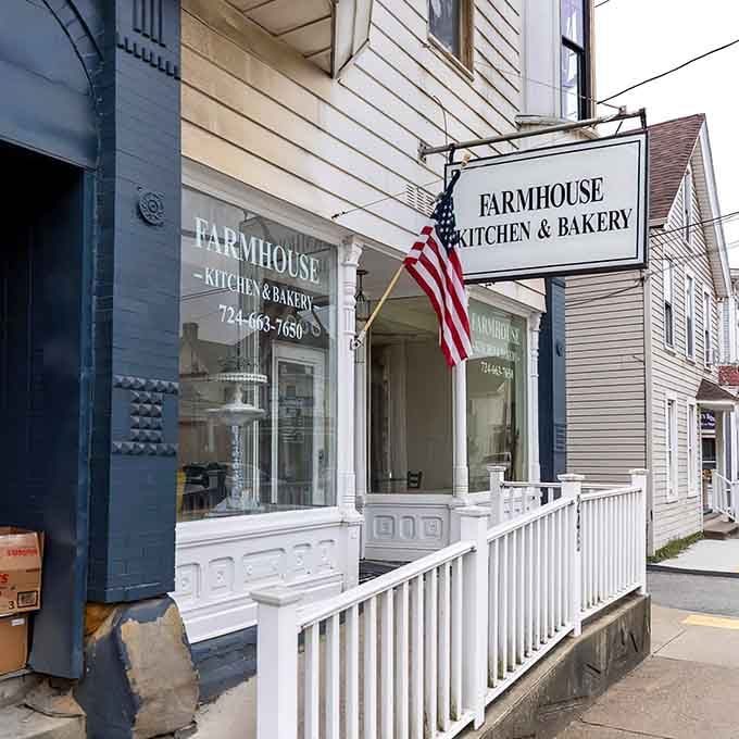 That charming white facade and American flag signal you've arrived at breakfast paradise in small-town Pennsylvania.
