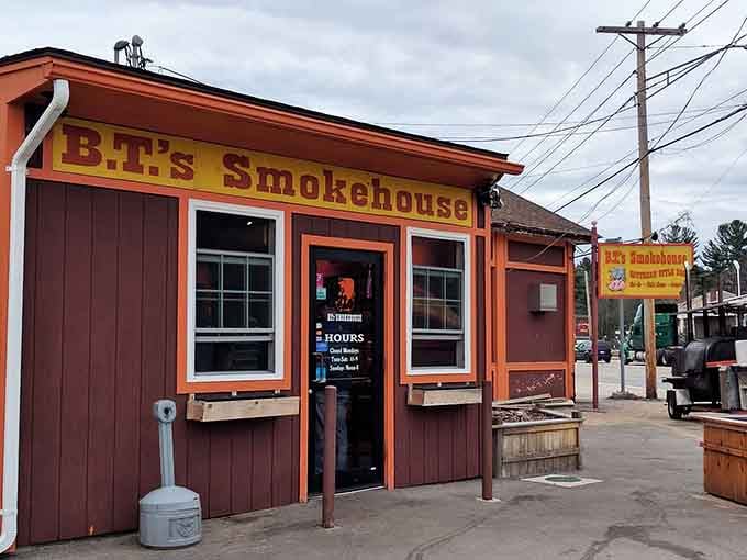 That barn-style exterior isn't just for show; it's your first hint that serious barbecue magic happens inside.