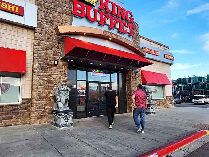 Those guardian lions flanking the entrance aren't just for show, they're protecting your future food coma.