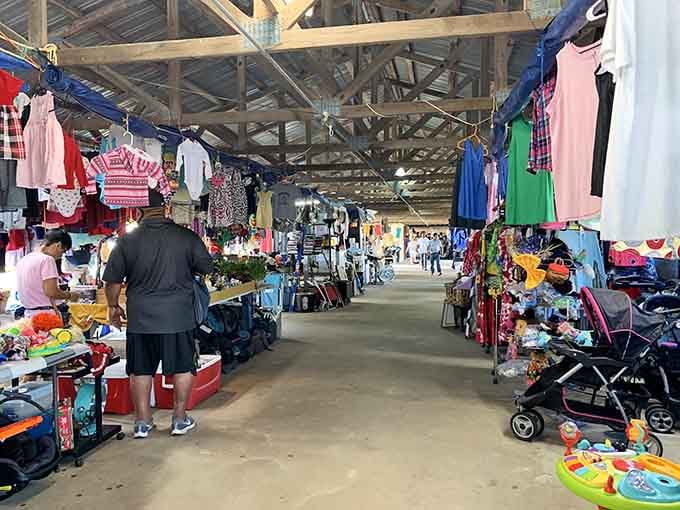 Inside, the wooden beams stretch overhead like a cathedral dedicated to the noble art of bargain hunting and discovery.