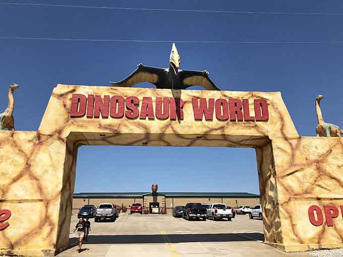 That entrance isn't messing around, it's basically announcing that regular life ends here and dinosaur territory begins.