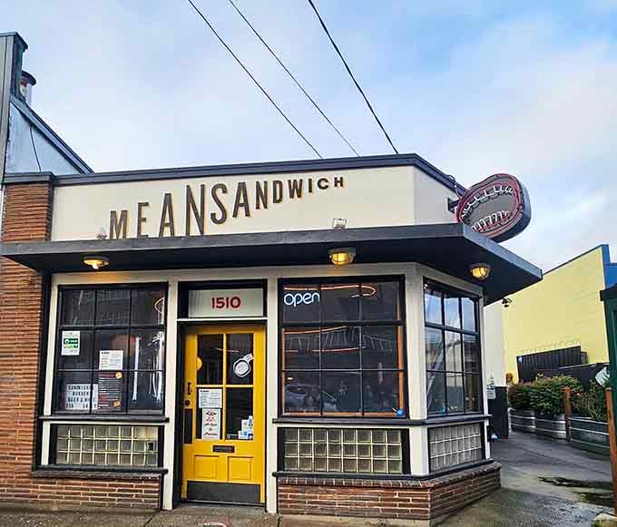The yellow door welcomes you in, but fair warning: you might need to be rolled out afterward.