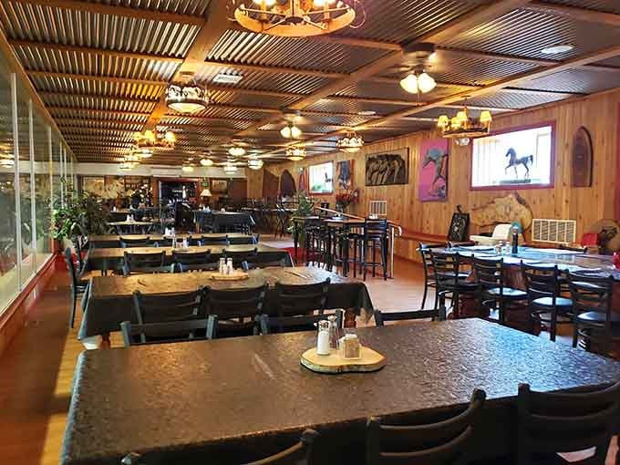 High ceilings and rustic charm create a space where everyone feels welcome, from families to date night couples.