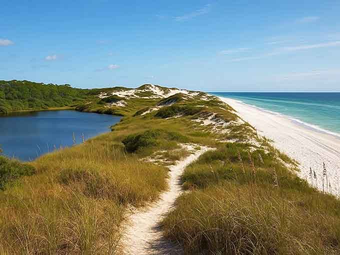 This sandy trail winds through sea oats and scrub, leading you to one of Florida's rarest treasures.