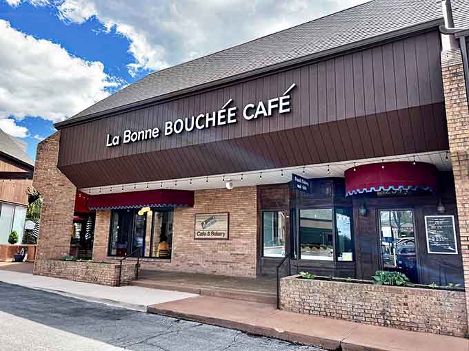 That same welcoming exterior from another angle, because one view isn't enough for this French patisserie paradise.