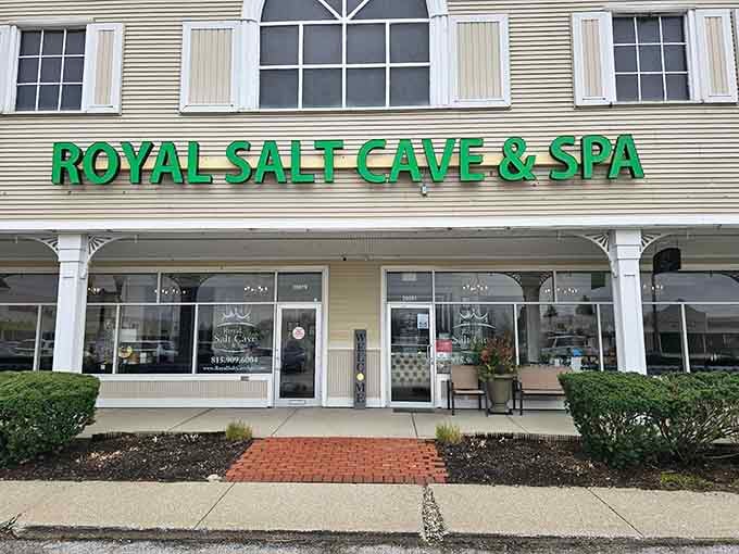 Royal Salt Cave & Spa's unassuming exterior hides a wellness wonderland that'll make your stress evaporate faster than puddles in July.