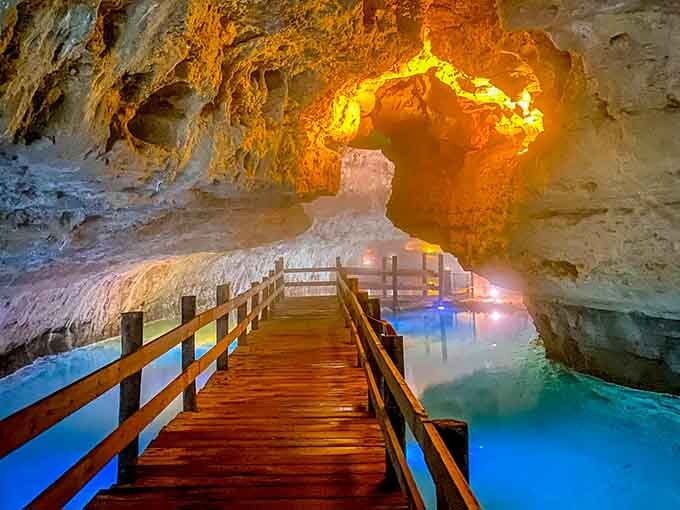 Nature's underground ballroom awaits, complete with walkways that won't ruin your good shoes.