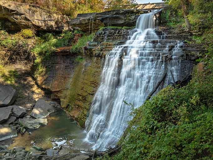 The layered sandstone and shale create a geological masterpiece that's been millions of years in the making, worth every second.