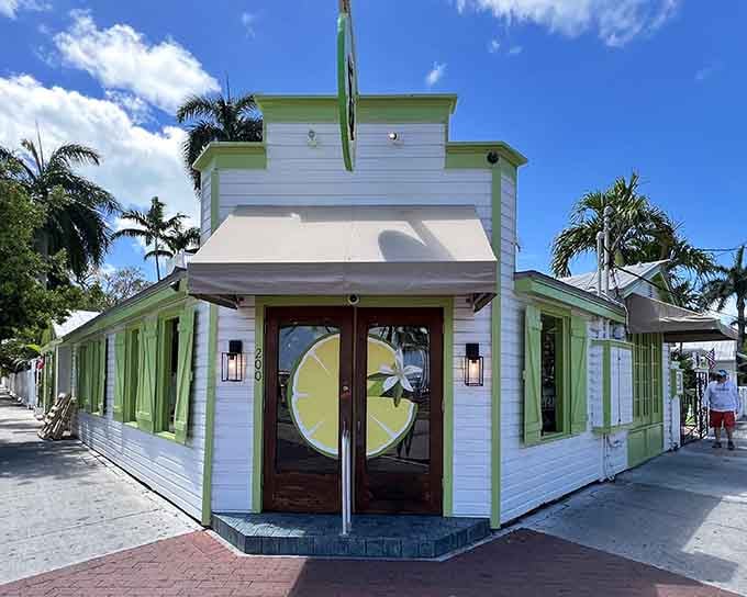 That green and white exterior isn't whispering about key lime pie, it's practically shouting it from the rooftops.