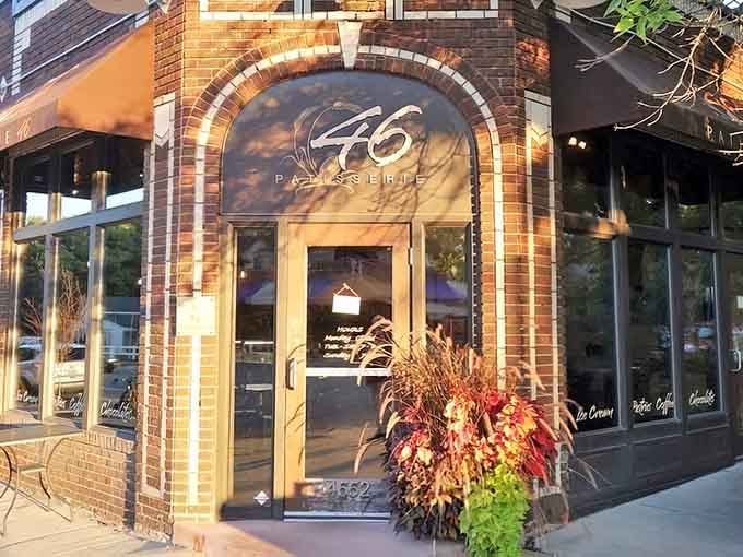 Golden hour at Patisserie 46 hits different when you know what's waiting inside those beautiful glass doors.