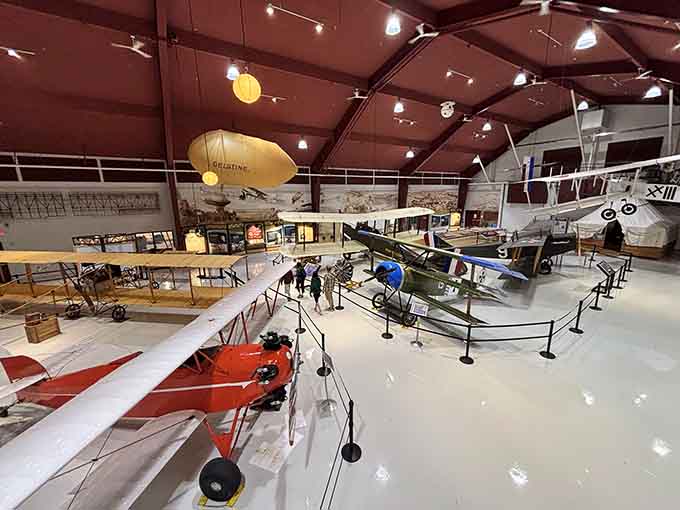 Step inside and suddenly you're surrounded by flying machines that make modern aircraft look like they're showing off unnecessarily.