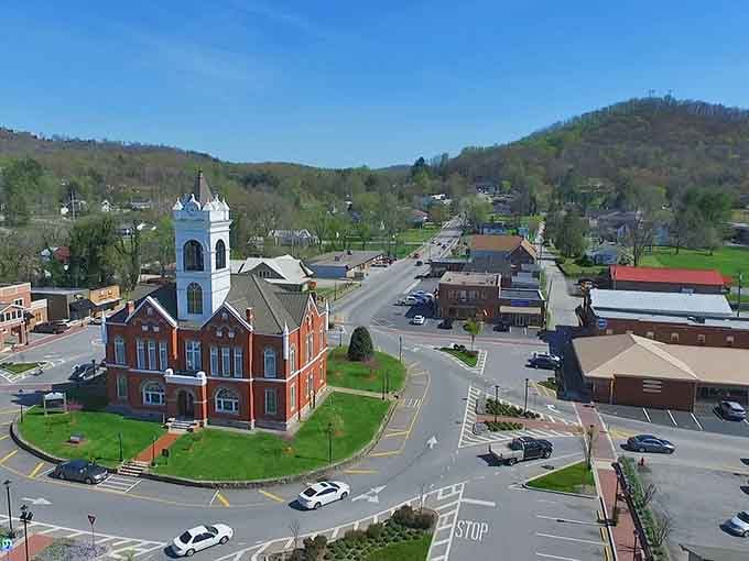 That historic courthouse stands proud like it's been keeping secrets since before your grandparents were born, anchoring downtown with timeless elegance.