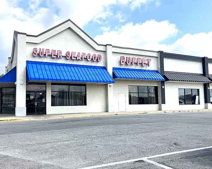 That blue awning is your beacon to seafood paradise, where calories don't count and seconds are mandatory.